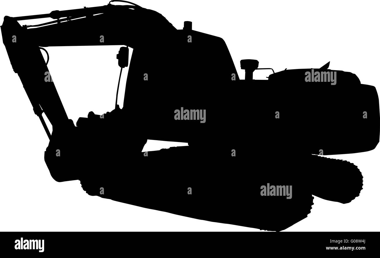 construction mechanical digger excavator silhouette Stock Photo - Alamy