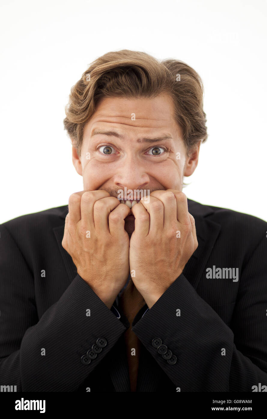 Man biting fingernails hi-res stock photography and images - Alamy