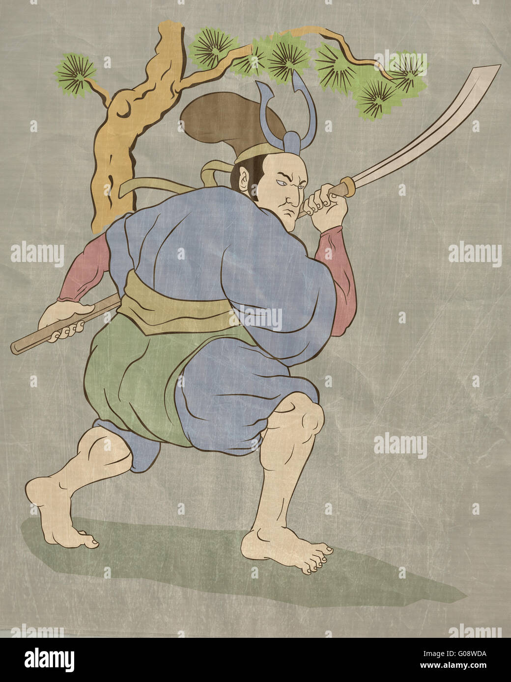 Samurai warrior with katana sword fighting stance Stock Photo - Alamy