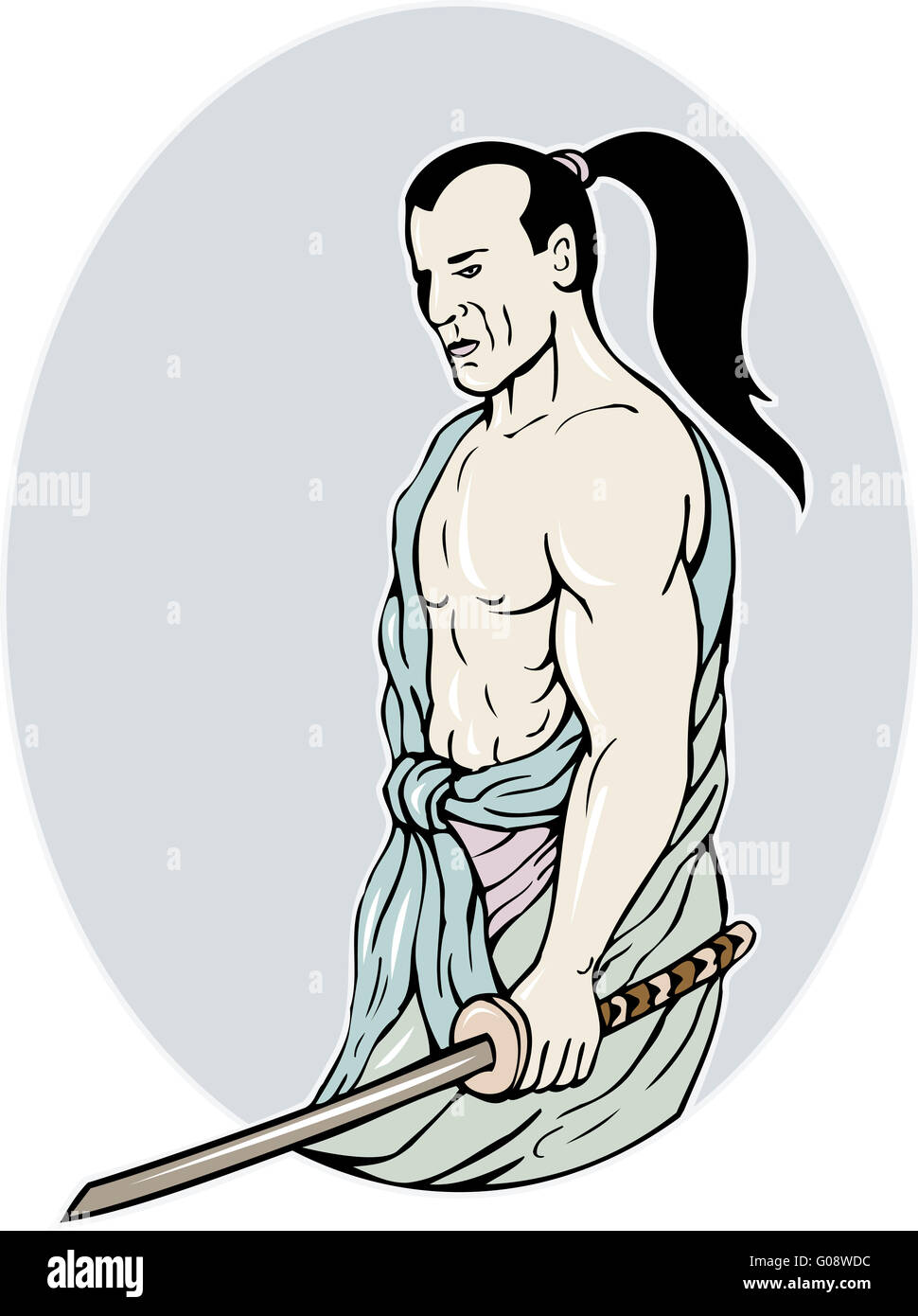 Samurai warrior with katana sword fighting stance Stock Photo - Alamy