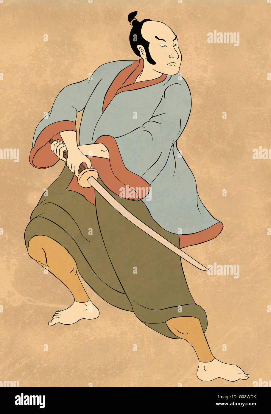 Samurai warrior with katana sword fighting stance Stock Photo - Alamy