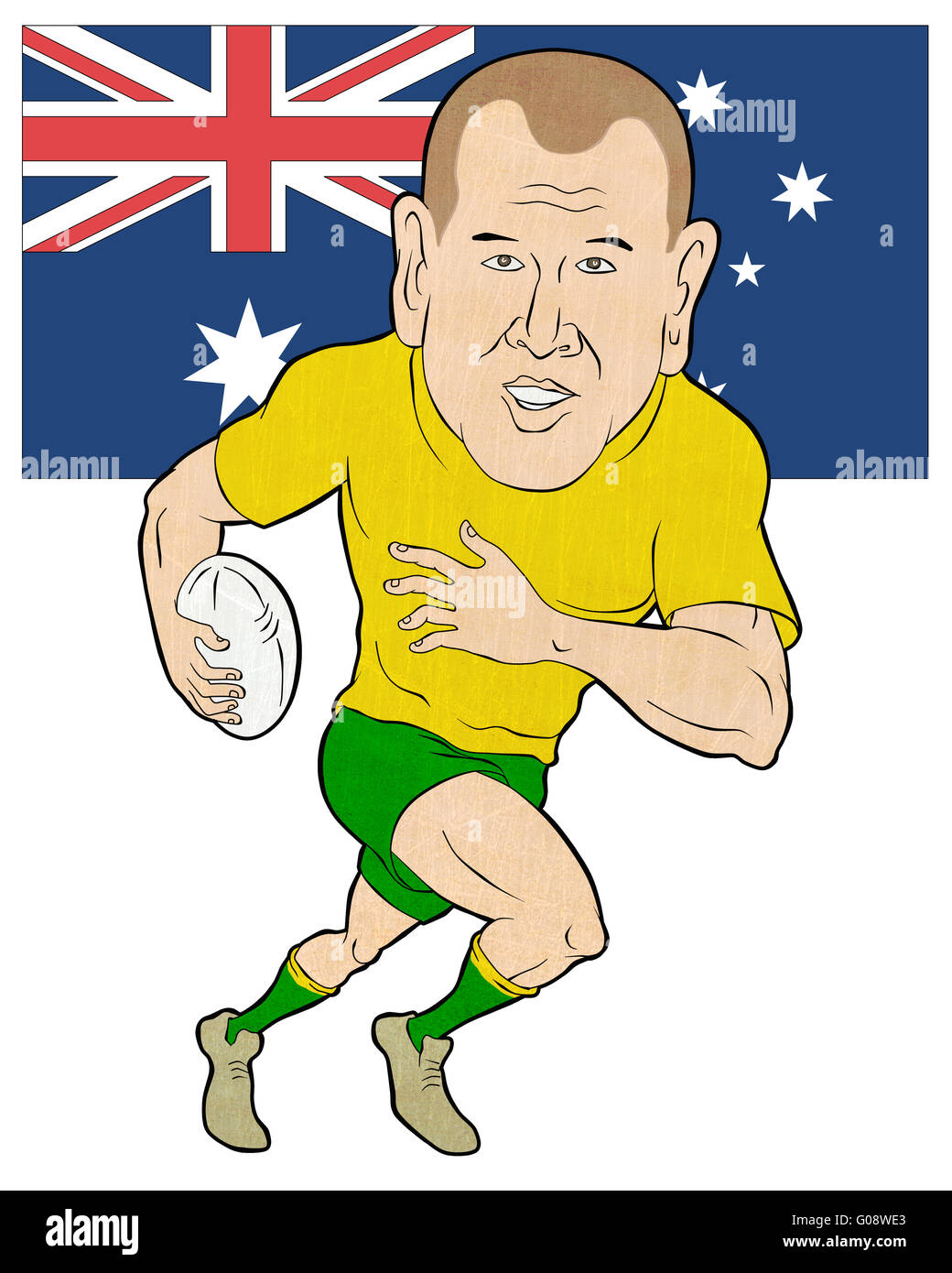 Rugby player running with ball Australia flag Stock Photo - Alamy