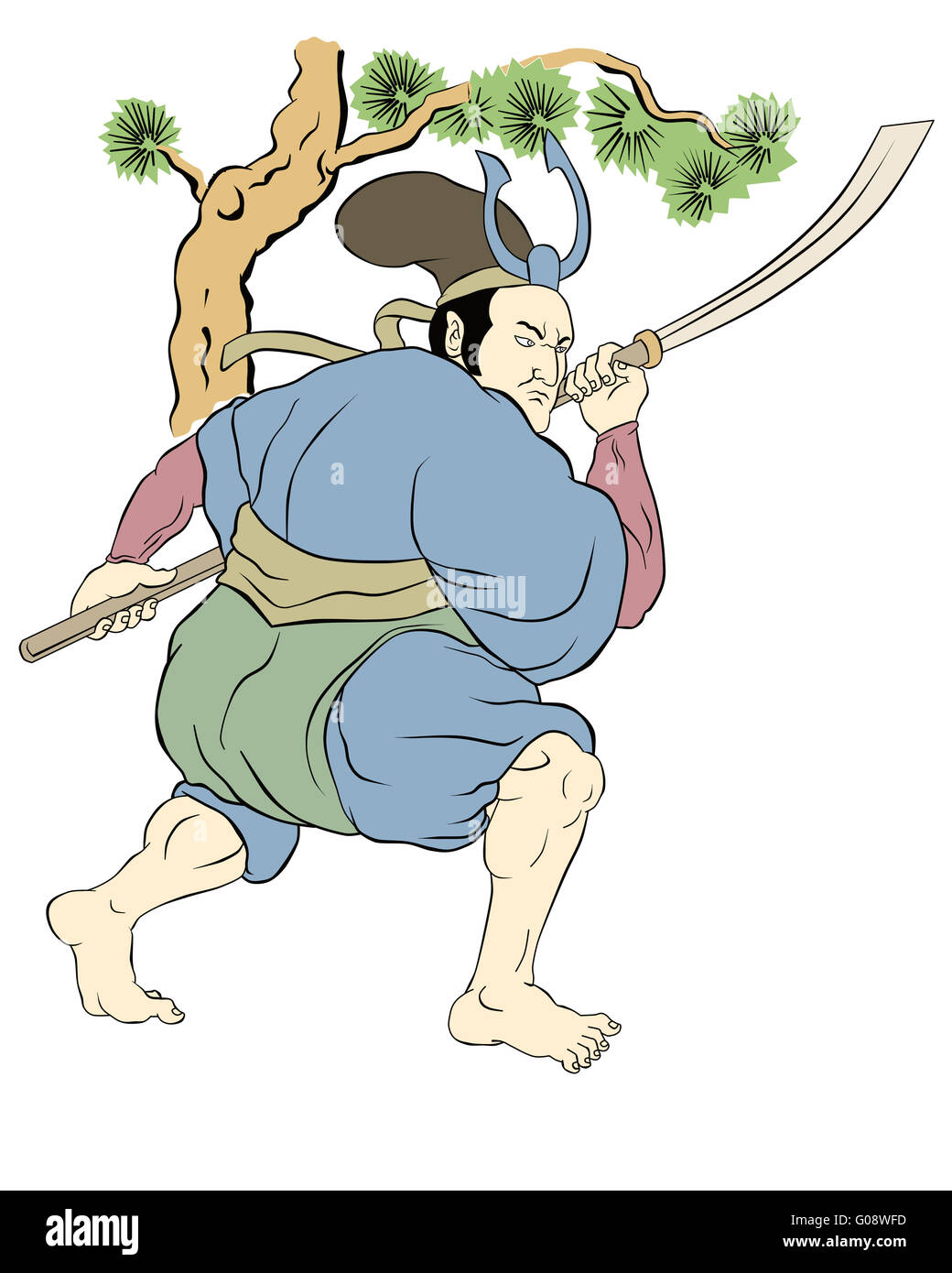 Samurai warrior with katana sword fighting stance Stock Photo - Alamy