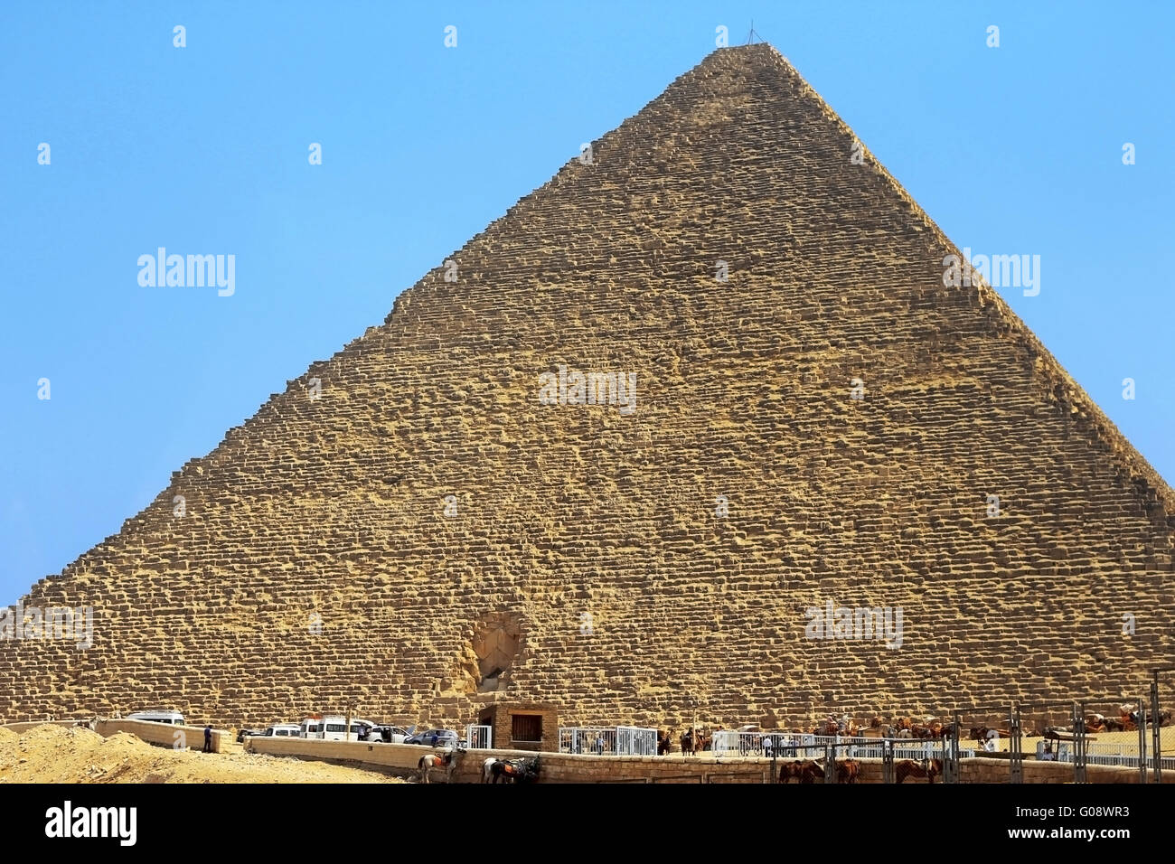 Pyramids of Cheops and Chefre in the desert of Egy Stock Photo - Alamy