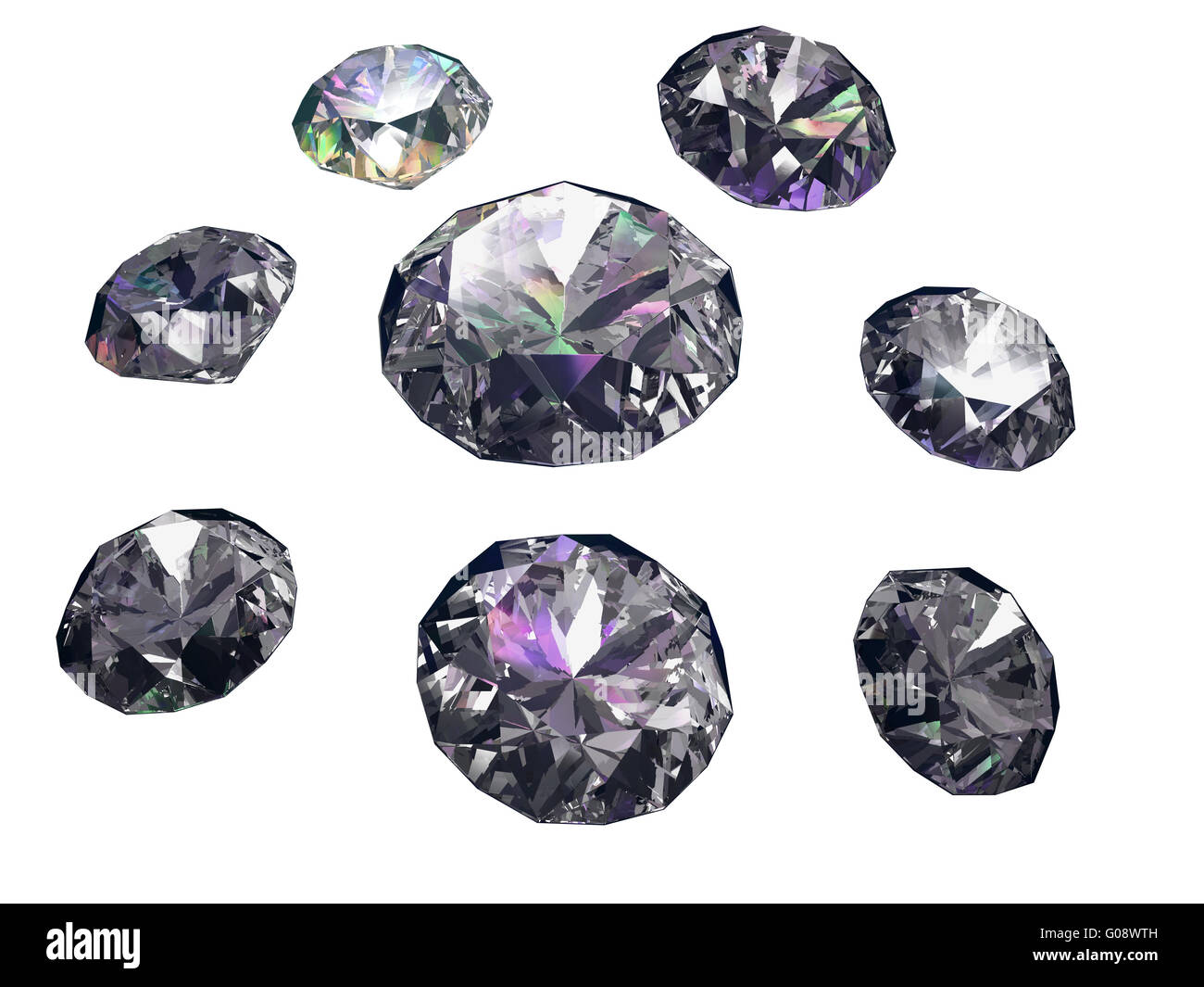 Set of eight diamonds isolated on white background Stock Photo - Alamy