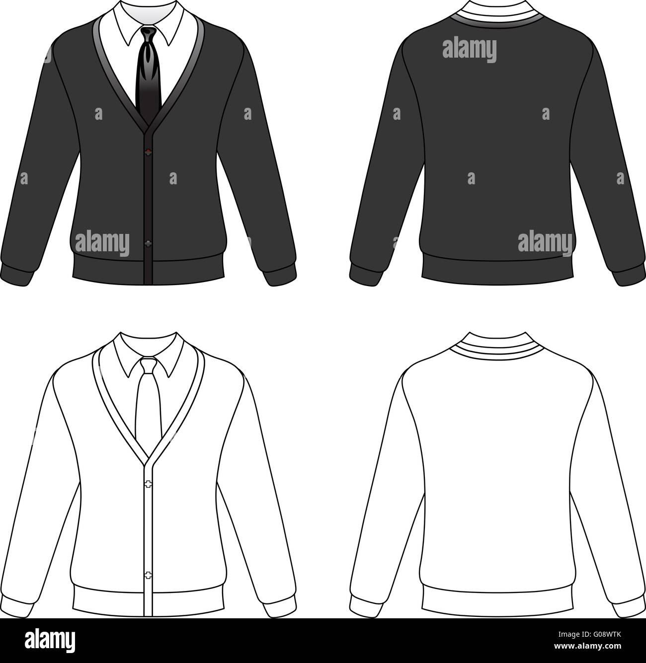 Template outline illustration of a blank cardigan Stock Photo - Alamy