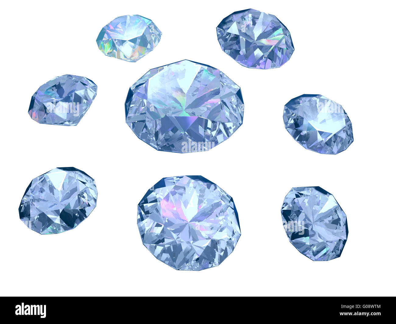 Set of eight diamonds isolated on white background Stock Photo - Alamy