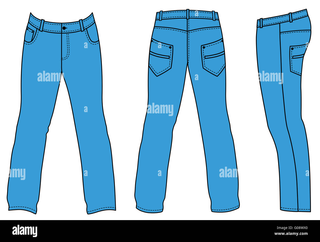 Outline blue pants illustration isolated on white Stock Photo - Alamy