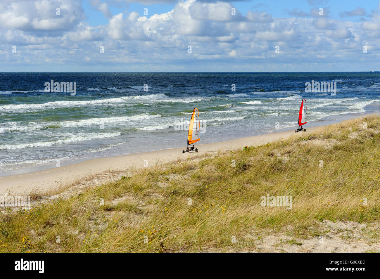 Land sailing on the a beach Stock Photo - Alamy
