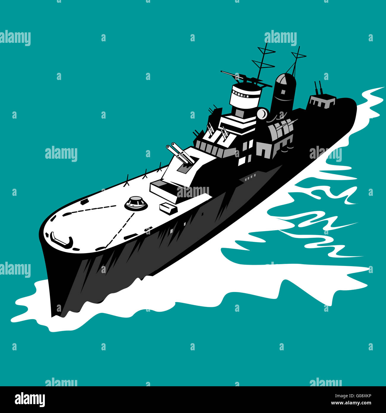 World War Two Battleship Warship Cruiser Retro Stock Photo - Alamy