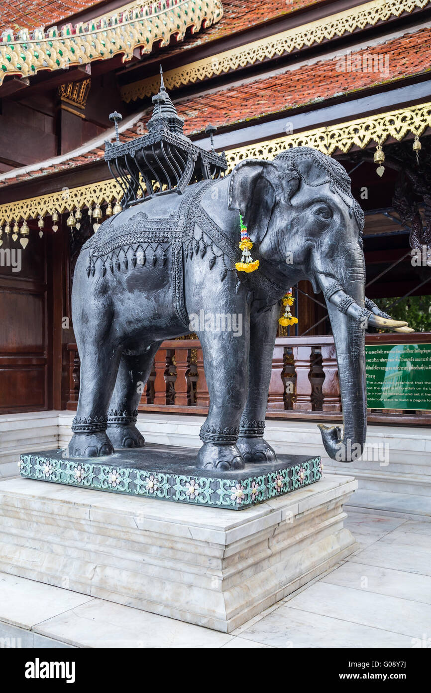 Statue of elephant at Wat Phrathat Doi Suthep, Chiang Mai Stock Photo ...