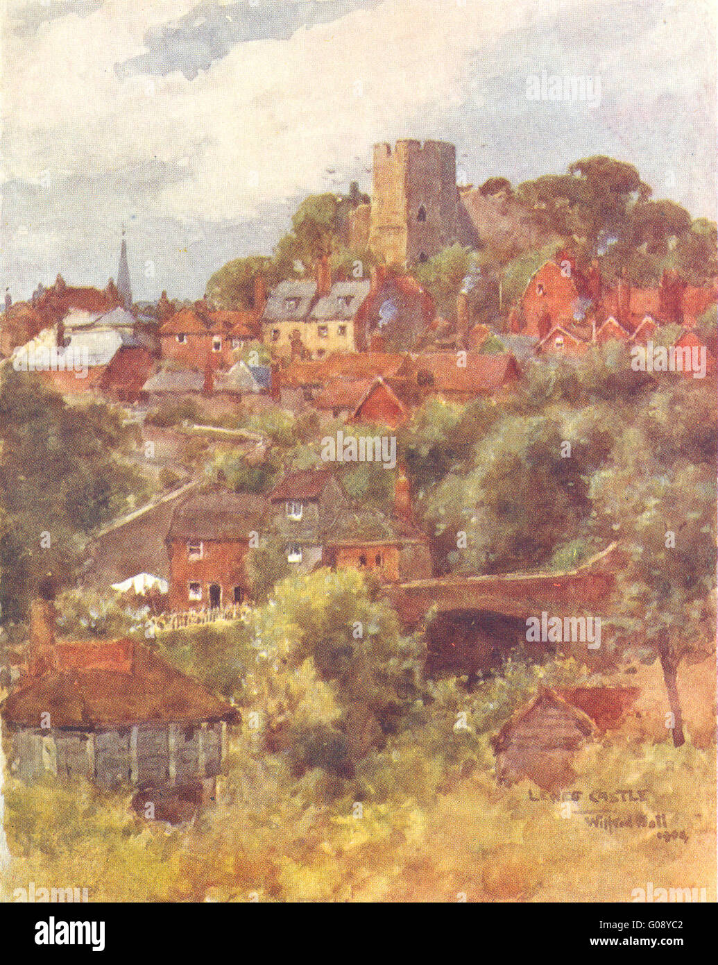 SUSSEX: Lewes Castle, antique print 1906 Stock Photo - Alamy