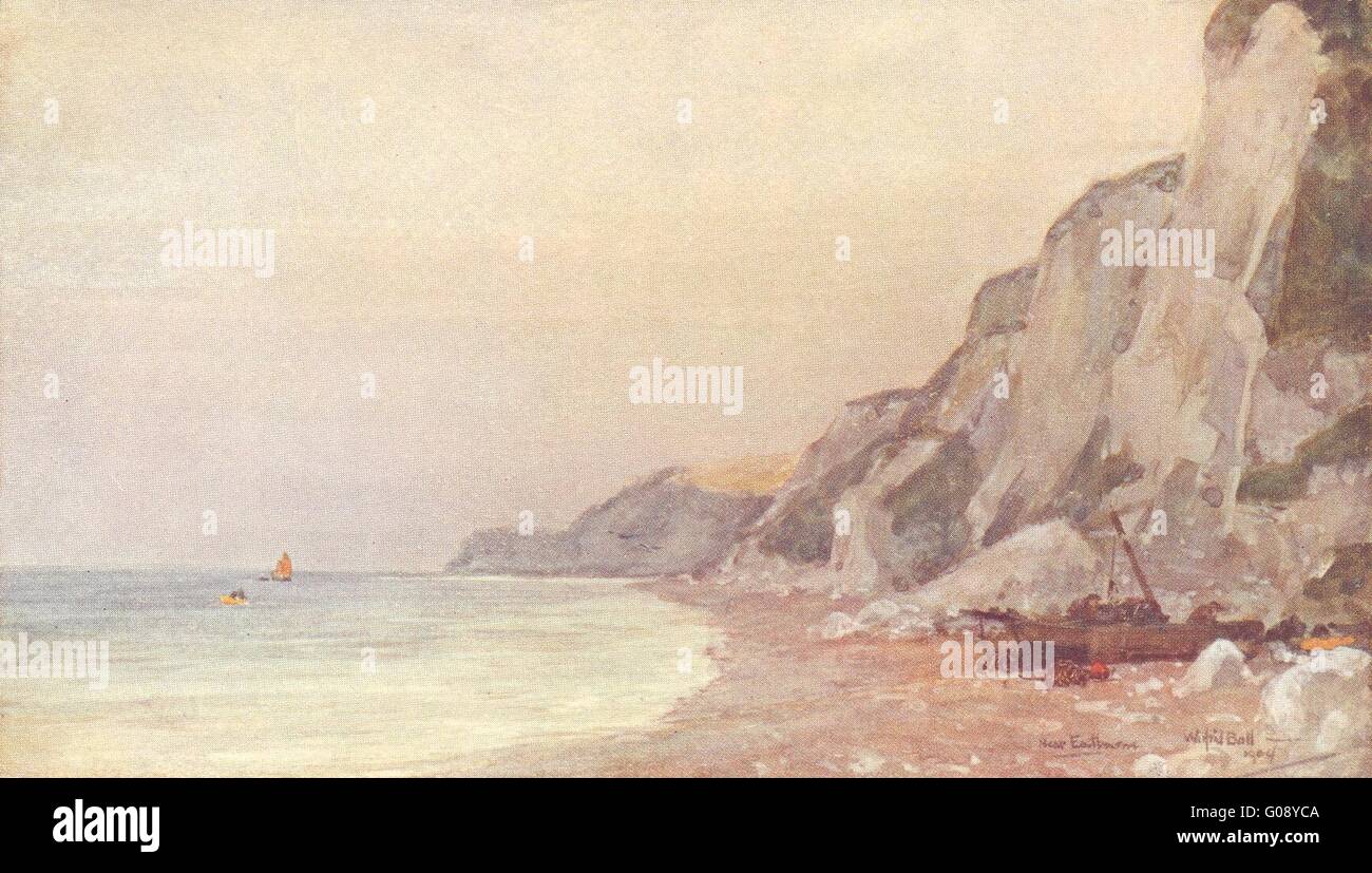 SUSSEX: Cliffs Eastbourne, antique print 1906 Stock Photo - Alamy