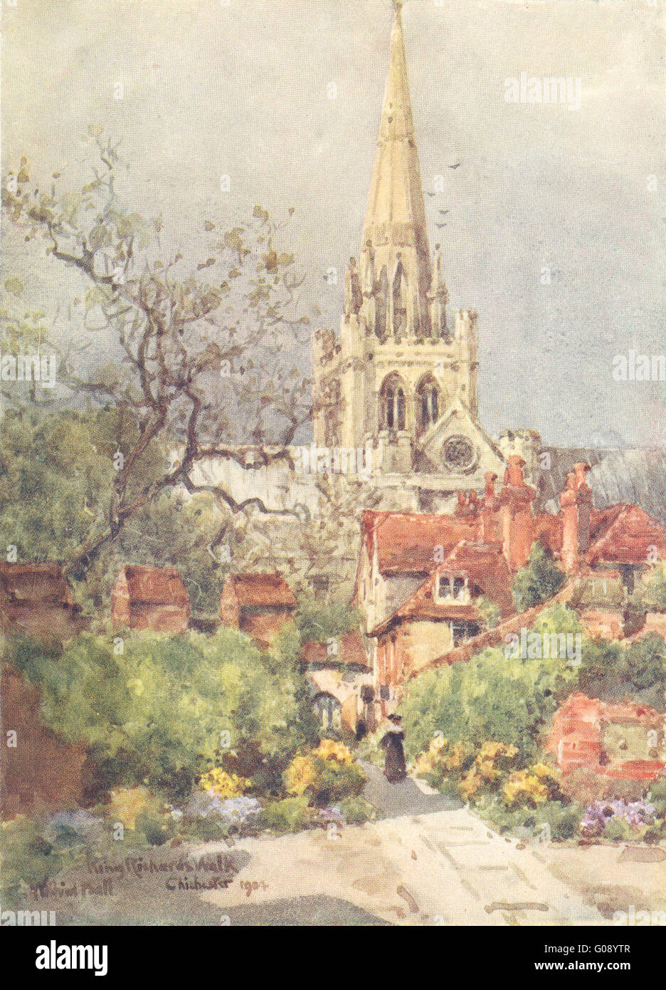 CHICHESTER: King Richard's Walk, cathedral, antique print 1906 Stock ...
