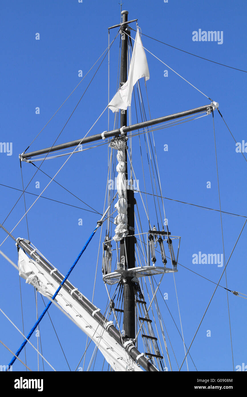 Details of modern sail modern ship masts. Sailing Stock Photo - Alamy