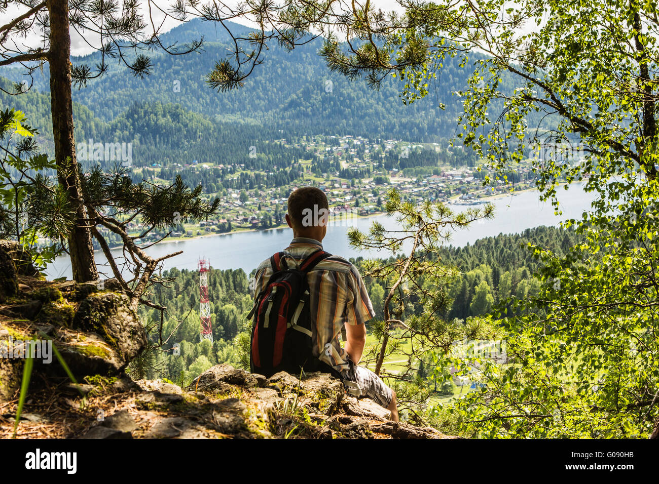The man has rest on mountain break Stock Photo - Alamy