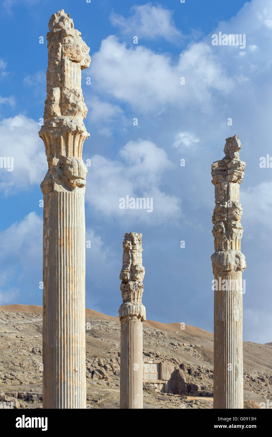Ancient columns in Persepolis city, Iran Stock Photo - Alamy