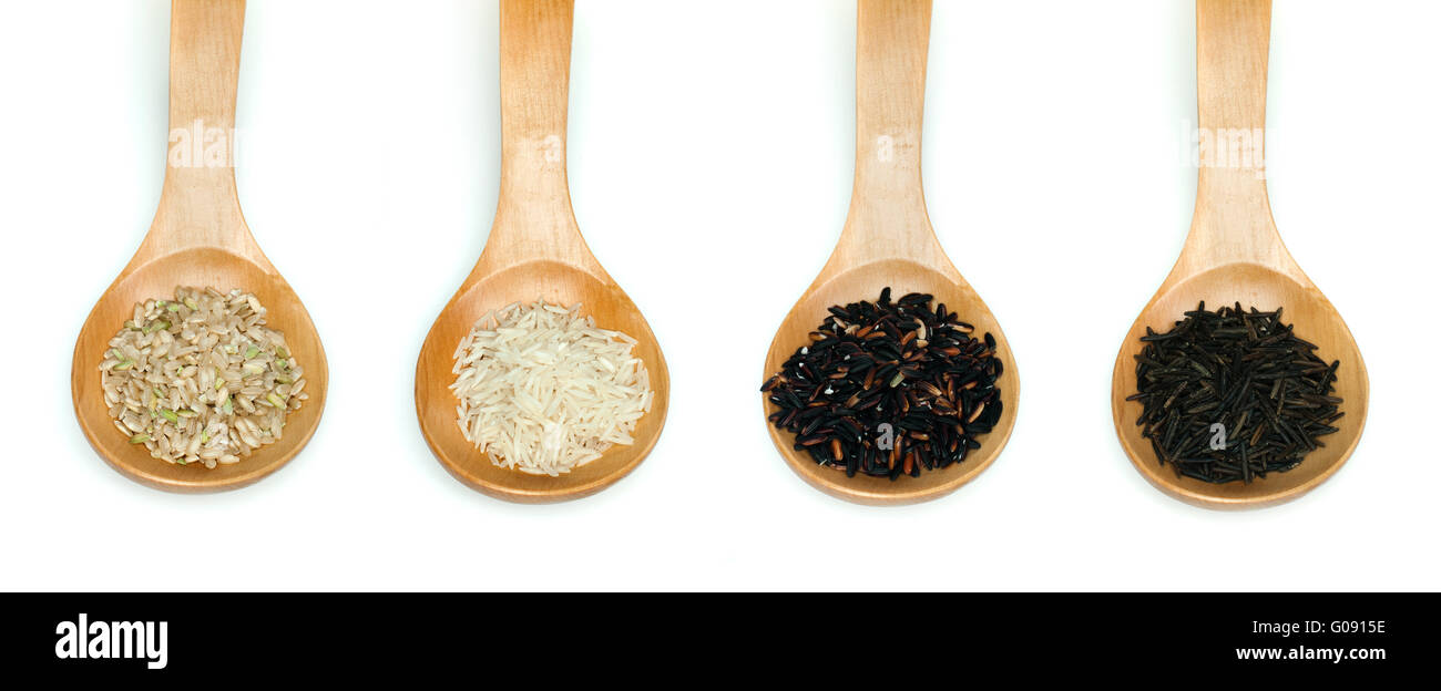 Rice integral, basmati, Wild rice and black rice Stock Photo - Alamy