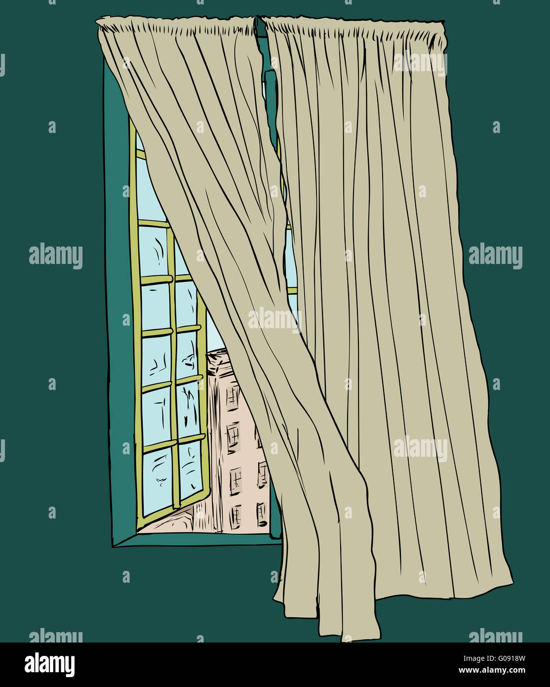 Open window blowing curtains hi-res stock photography and images - Alamy