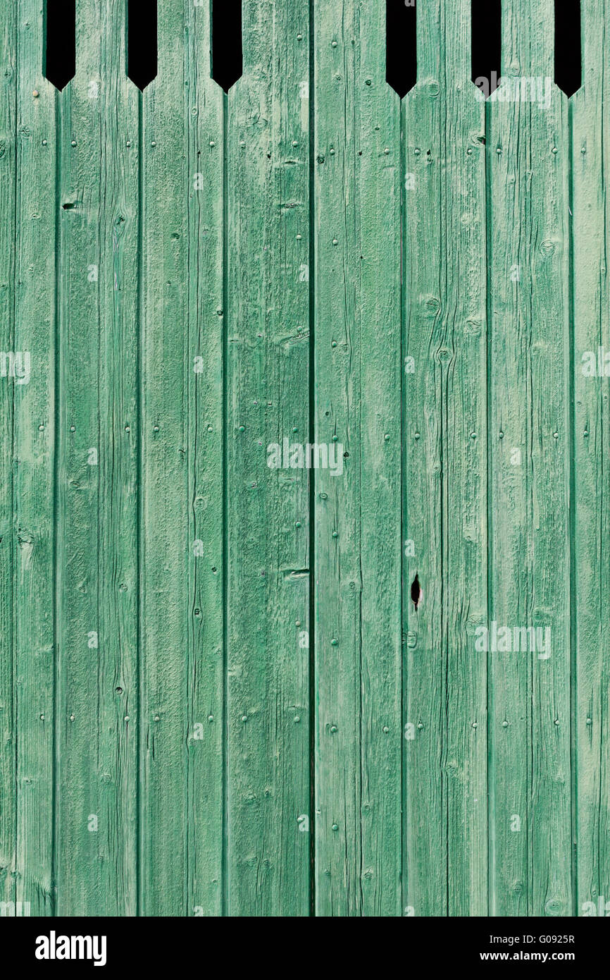 Old green painted weathered wooden planks Stock Photo - Alamy