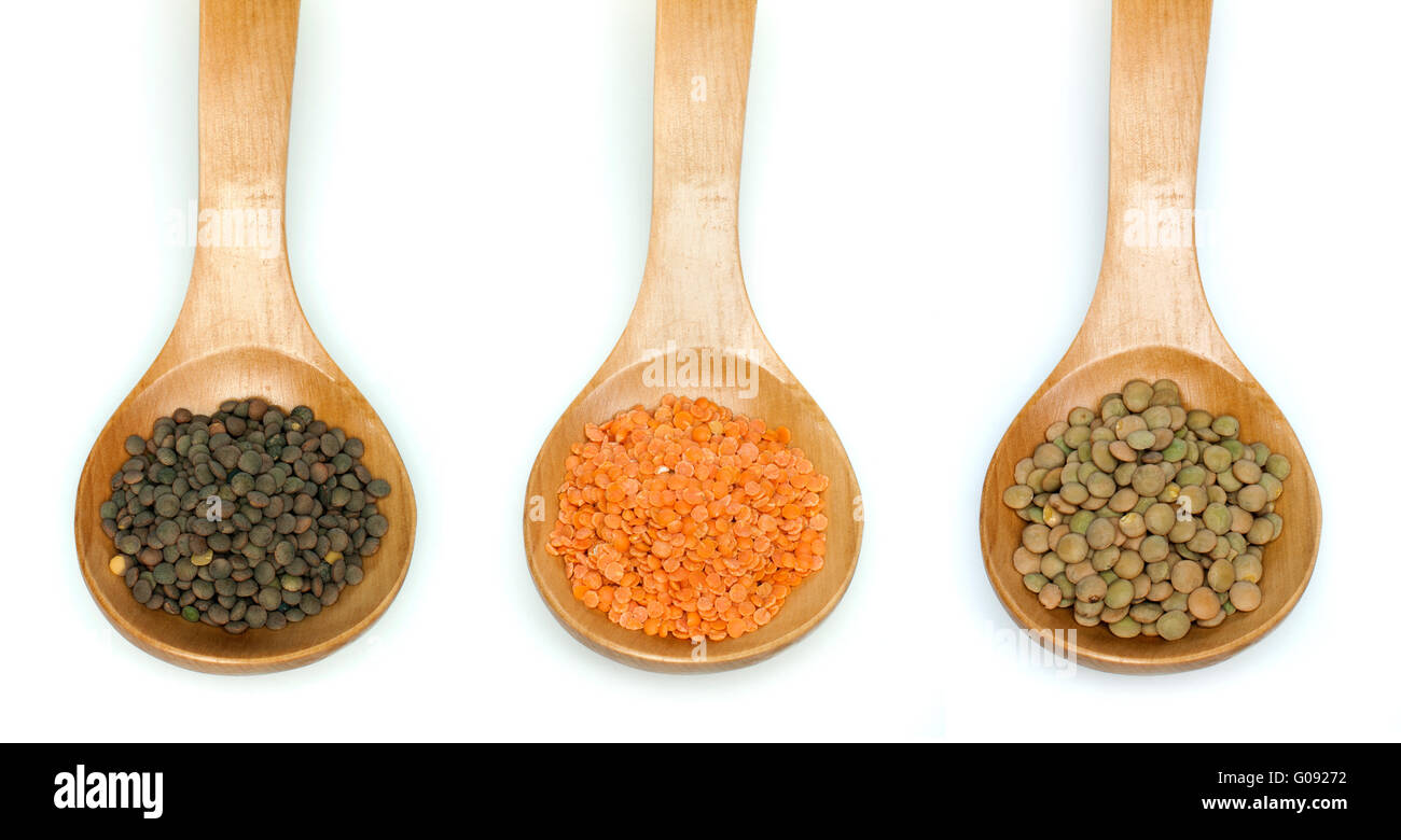 Lentil split and lentil canada in wooden spoon Stock Photo - Alamy
