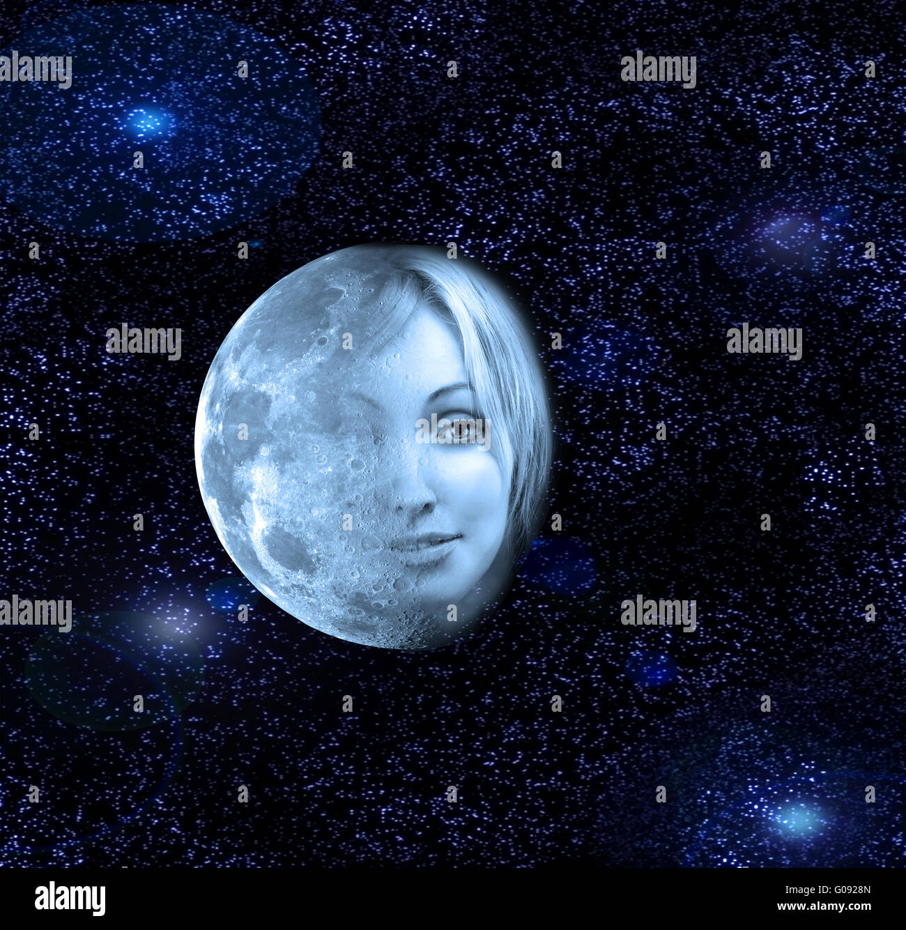 Woman moon smile hi-res stock photography and images - Alamy