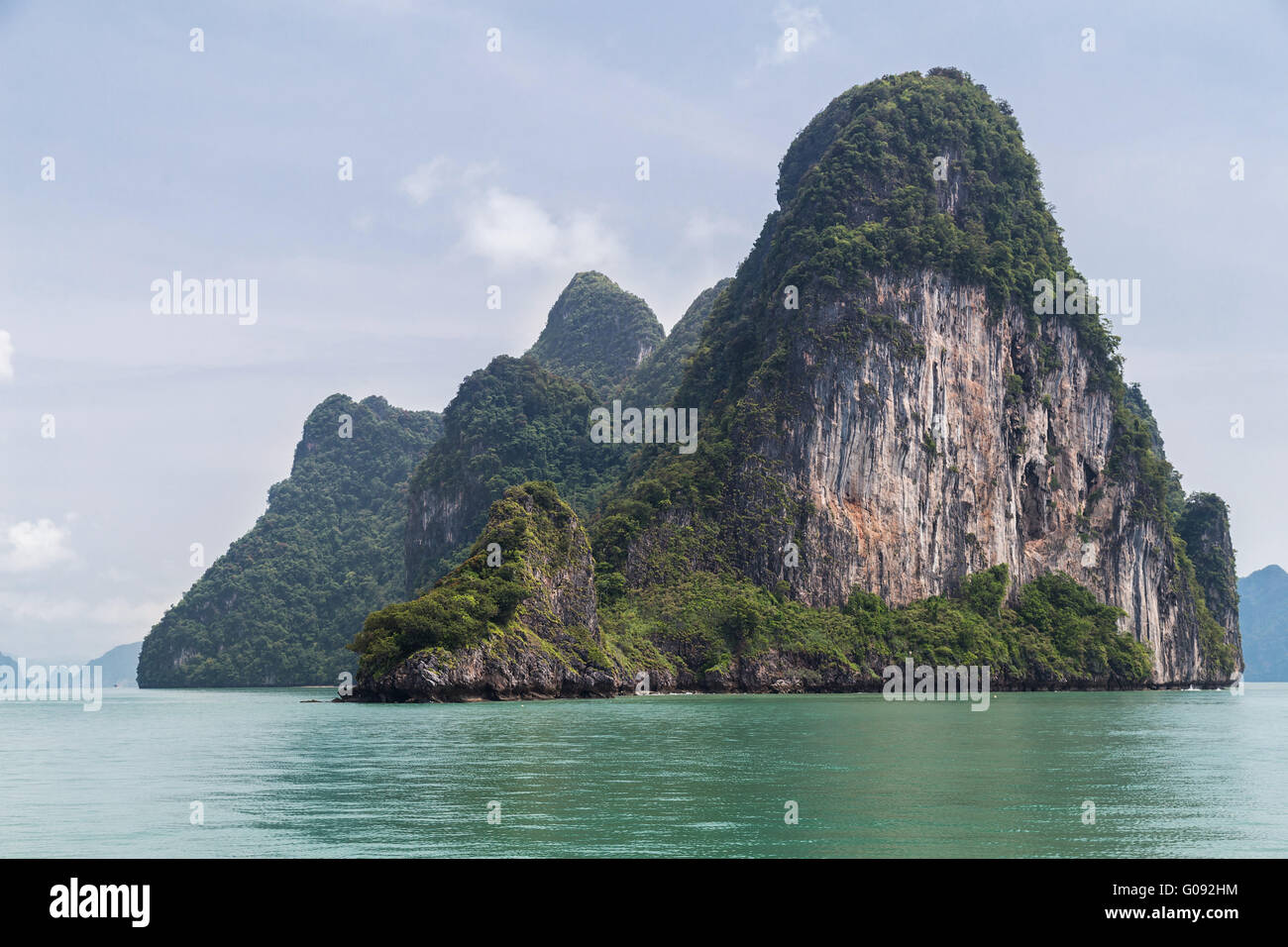 Limestone cliff of Andaman Sea islands, Phang Nga Bay, Thailand Stock ...