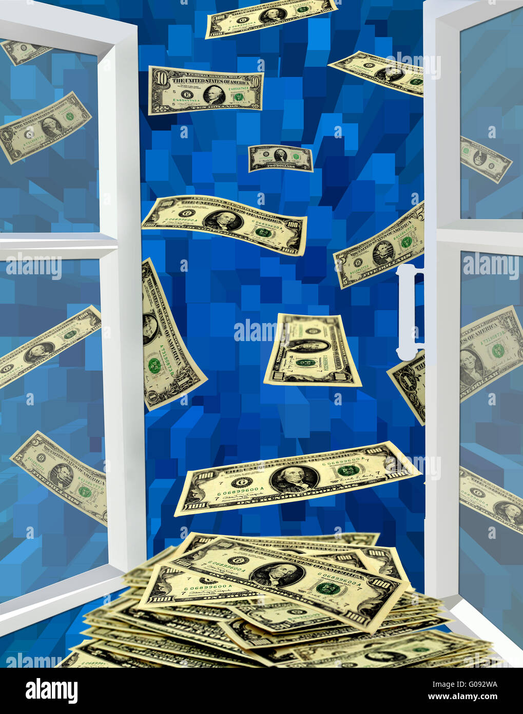 Dollars falling on house hi-res stock photography and images - Alamy
