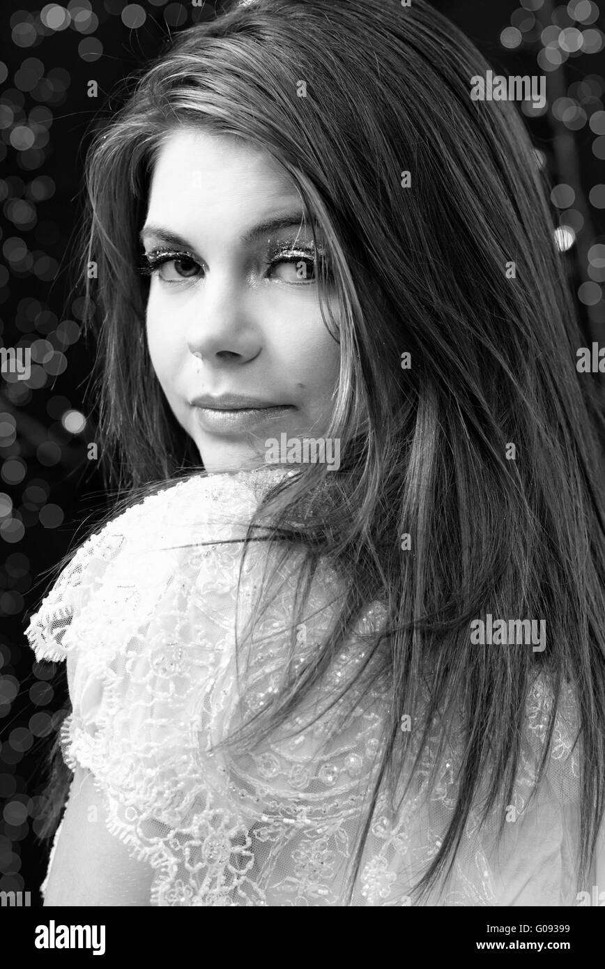 Friendly smiling young woman portrait studio shot Stock Photo - Alamy