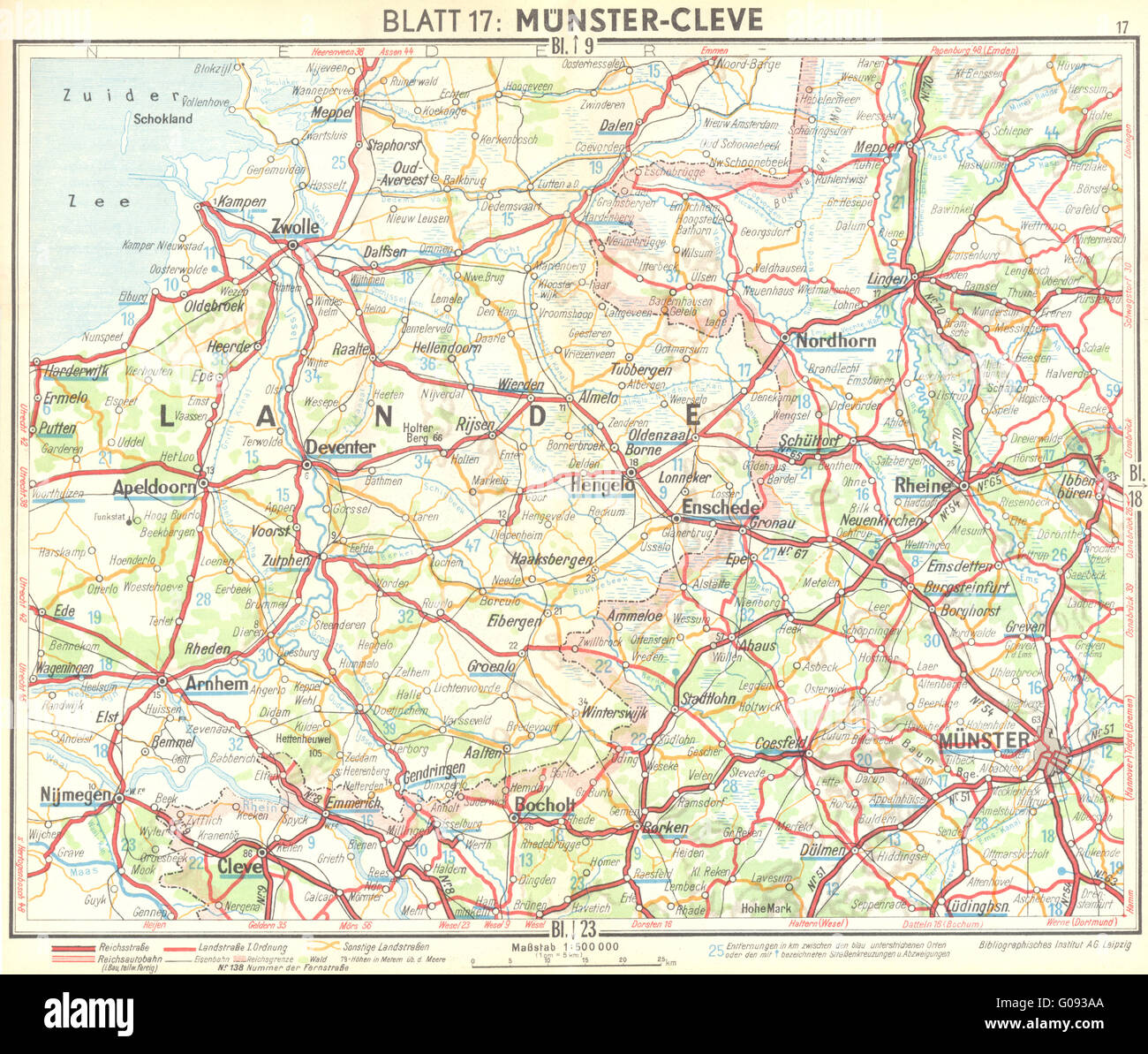 IRELAND: Munster-Cleve, 1936 vintage map Stock Photo - Alamy
