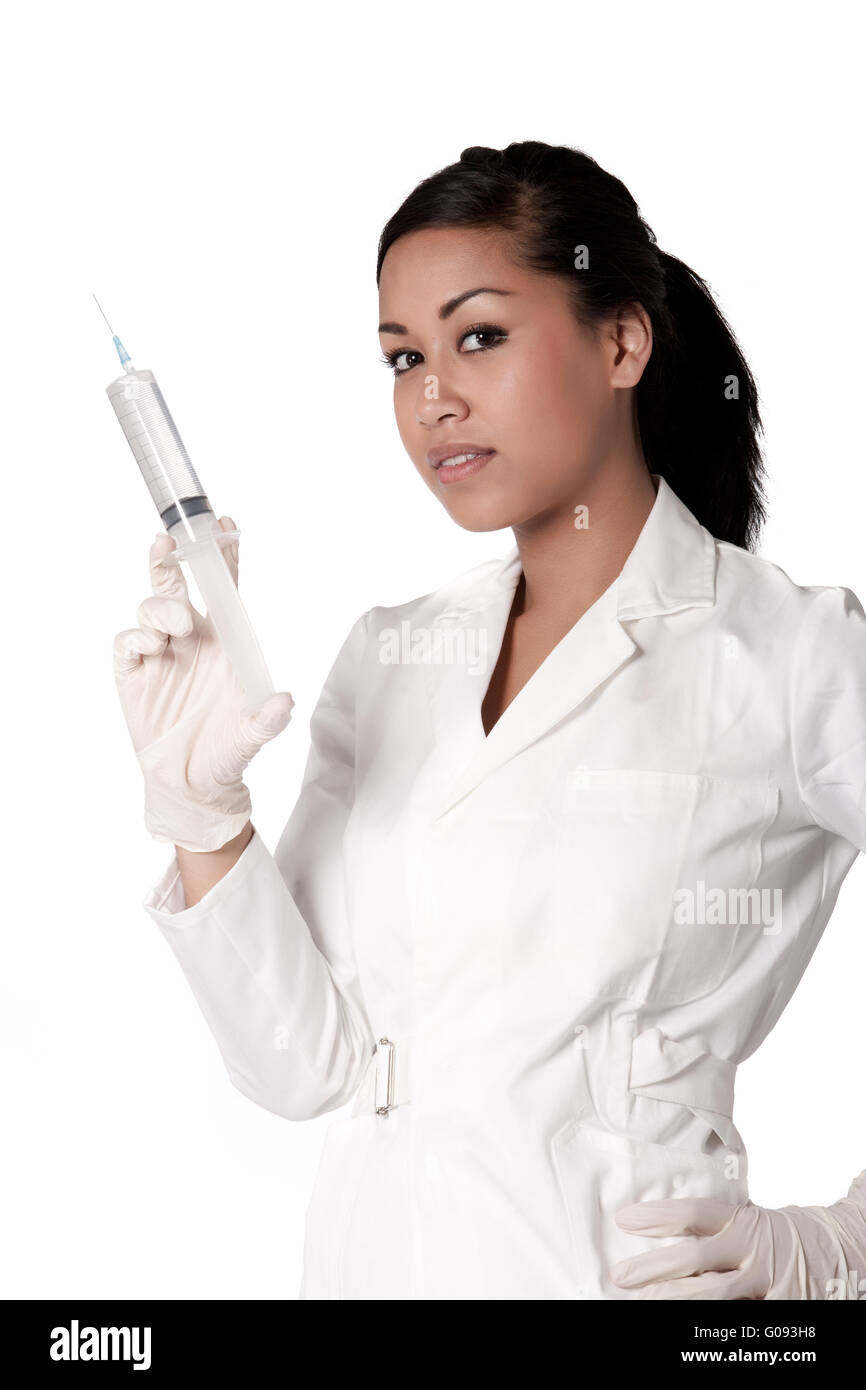 Portrait of a beautifull Indonesian nurse with a serenge Stock Photo ...
