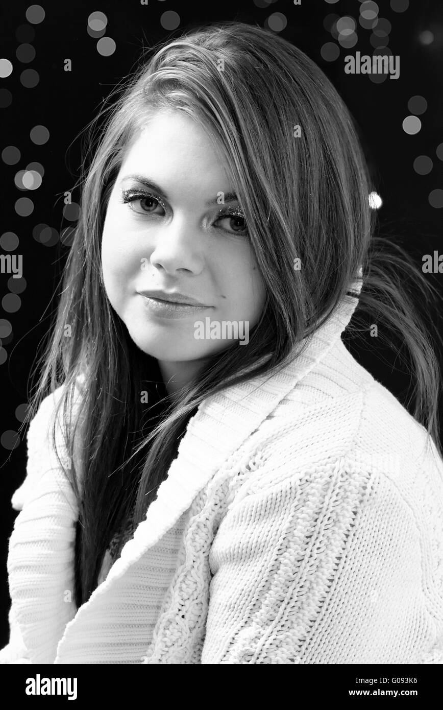 Friendly smiling young woman portrait studio shot Stock Photo - Alamy