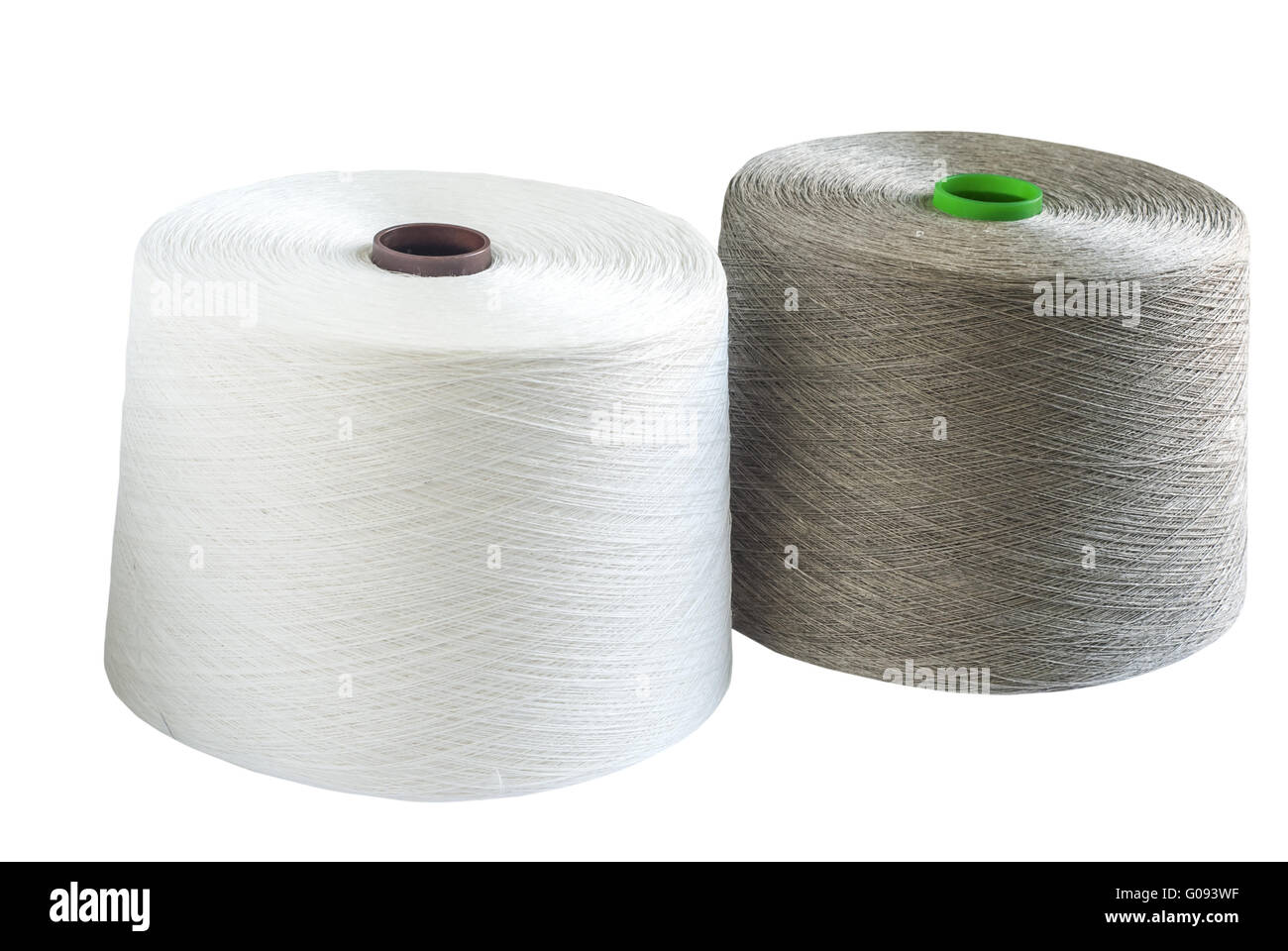 Linen yarn bobbins isolated on white background Stock Photo - Alamy