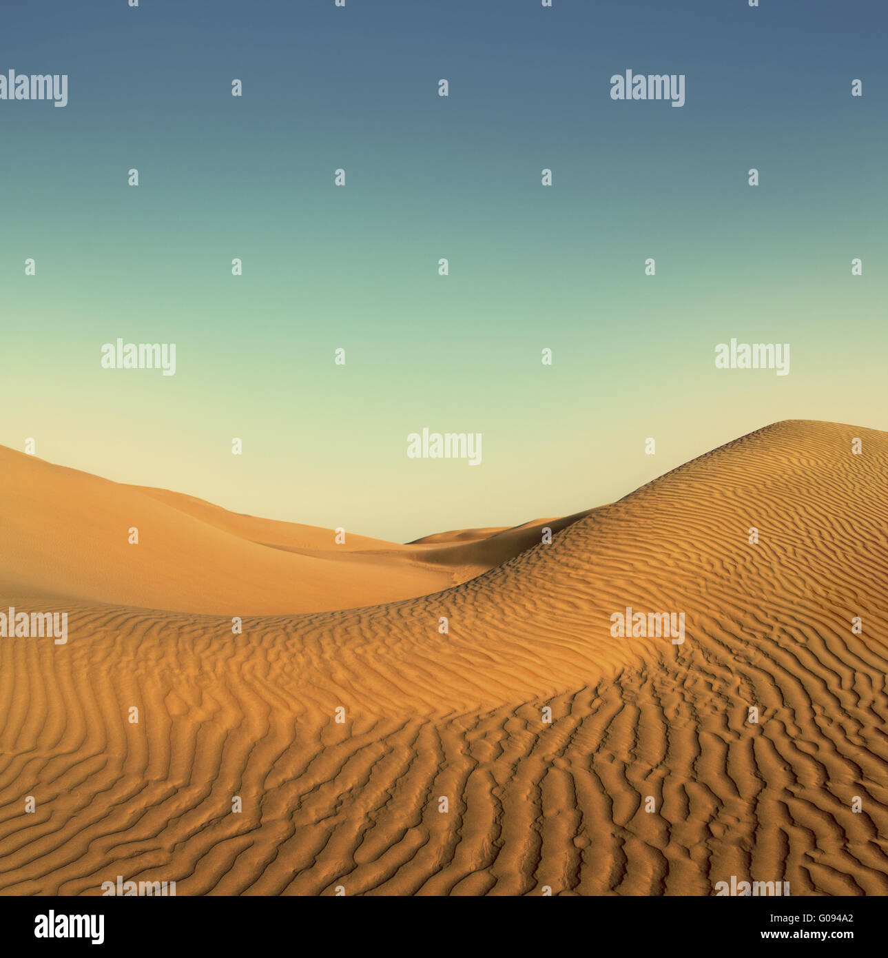 evening desert landscape - vintage retro style Stock Photo - Alamy