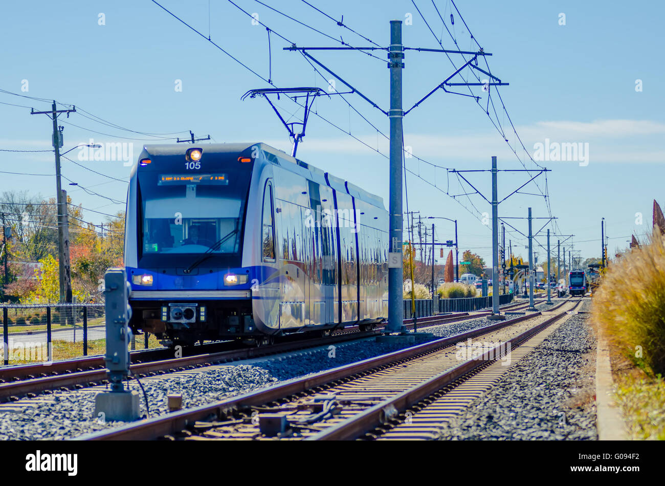 light rail train system in downtown charlotte nc Stock Photo - Alamy