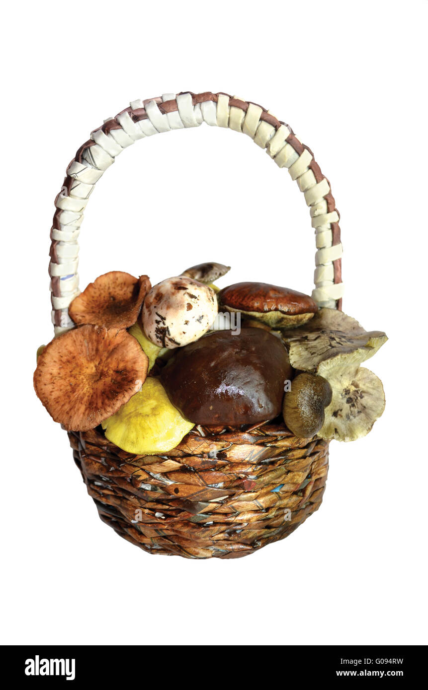 Mushrooms in the waved busket Stock Photo - Alamy