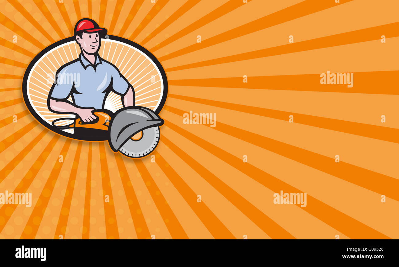 Construction Worker Concrete Saw Consaw Cartoon Stock Photo - Alamy