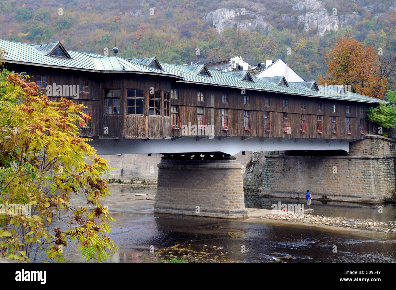 Covered Wooden Bridge Stock Photo - Alamy