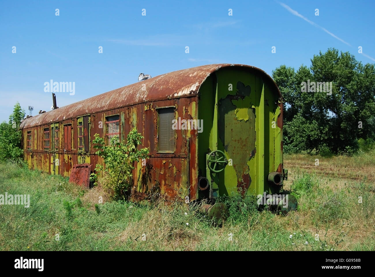 Abandoned rusty grunge railway wagon in sunny day Stock Photo - Alamy
