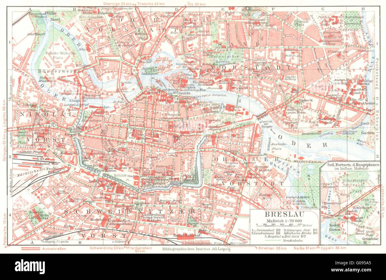 POLAND: Wrocław Wroclaw, 1936 vintage map Stock Photo - Alamy