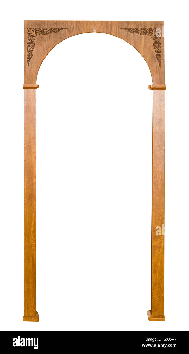 beautiful carved brown wooden arch isolated on white Stock Photo - Alamy