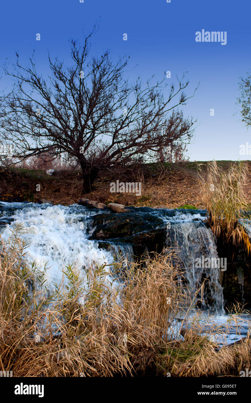 Autumn mountain river view with waterfall Ukraine Stock Photo - Alamy