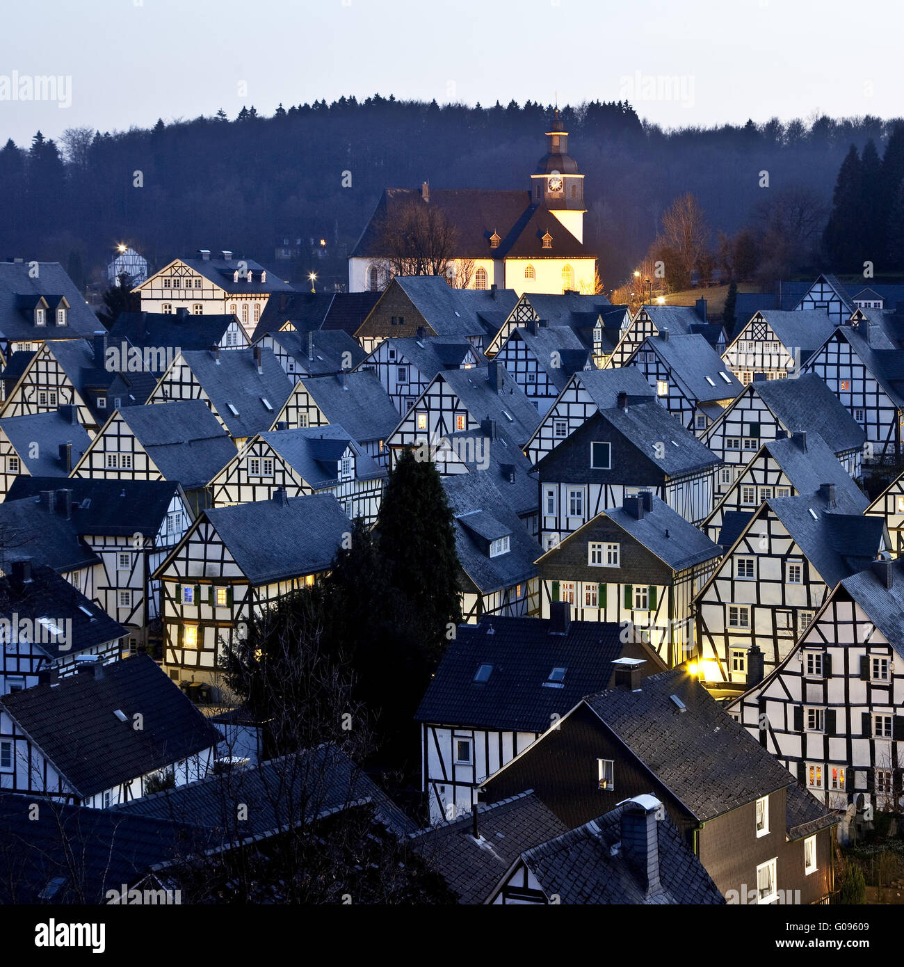 Old town with half-timbered houses in Freudenberg Stock Photo - Alamy