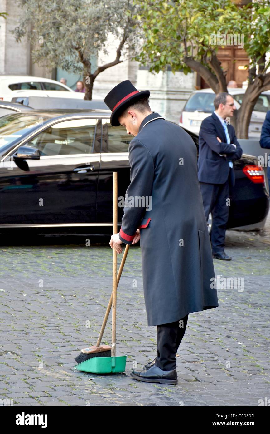 Employee sweeping street hi-res stock photography and images - Alamy
