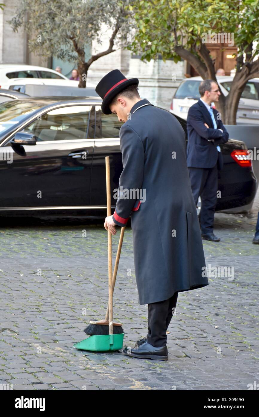 Employee sweeping street hi-res stock photography and images - Alamy