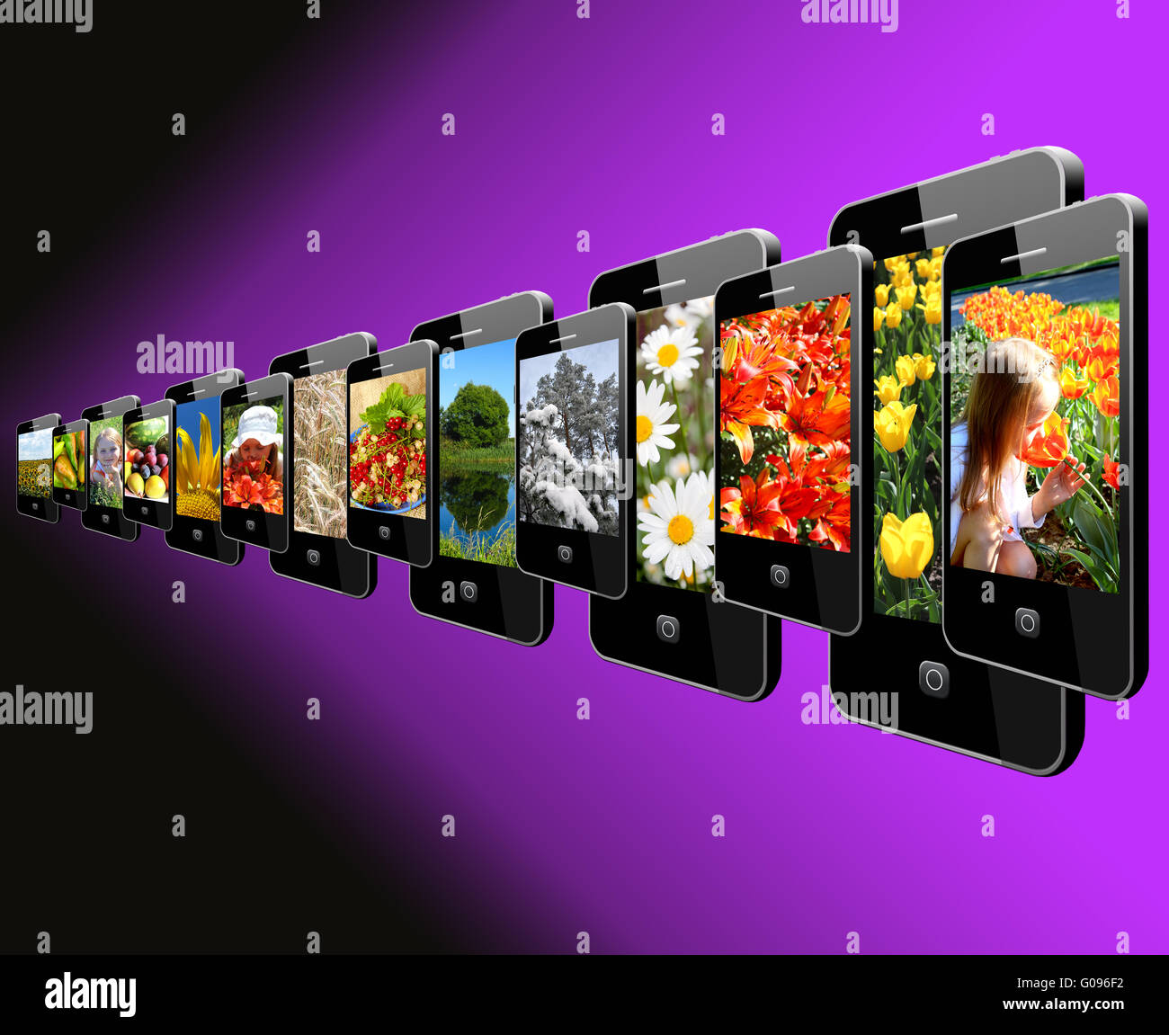 Modern mobile phones with different images Stock Photo - Alamy