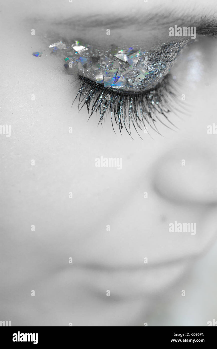 Close-up portrait of beautiful caucasian young woman (black and white ...