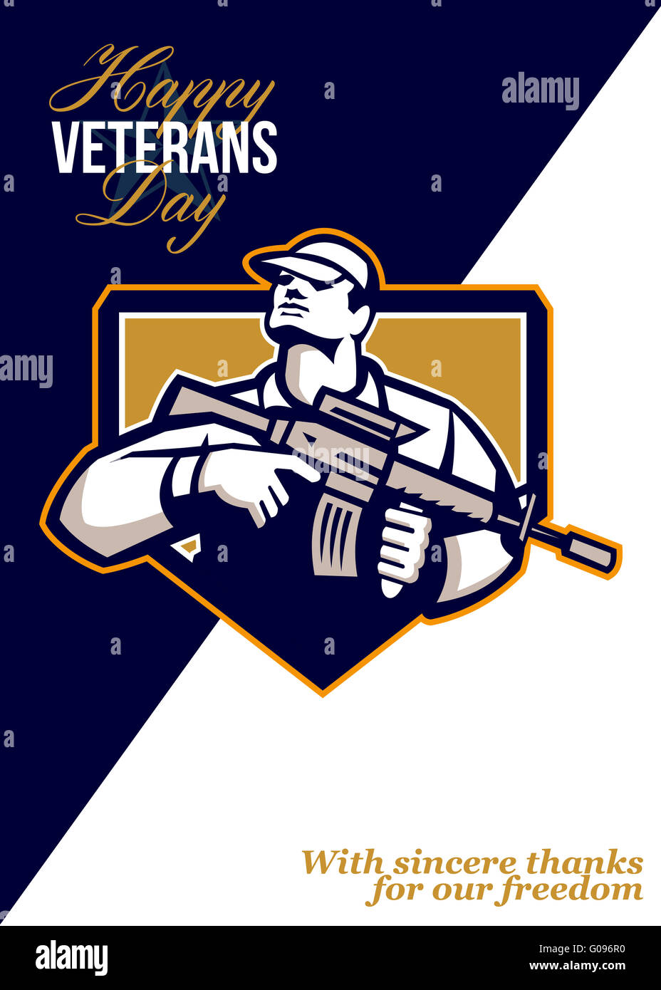 Modern Soldier Veterans Day Greeting Card Retro Stock Photo - Alamy