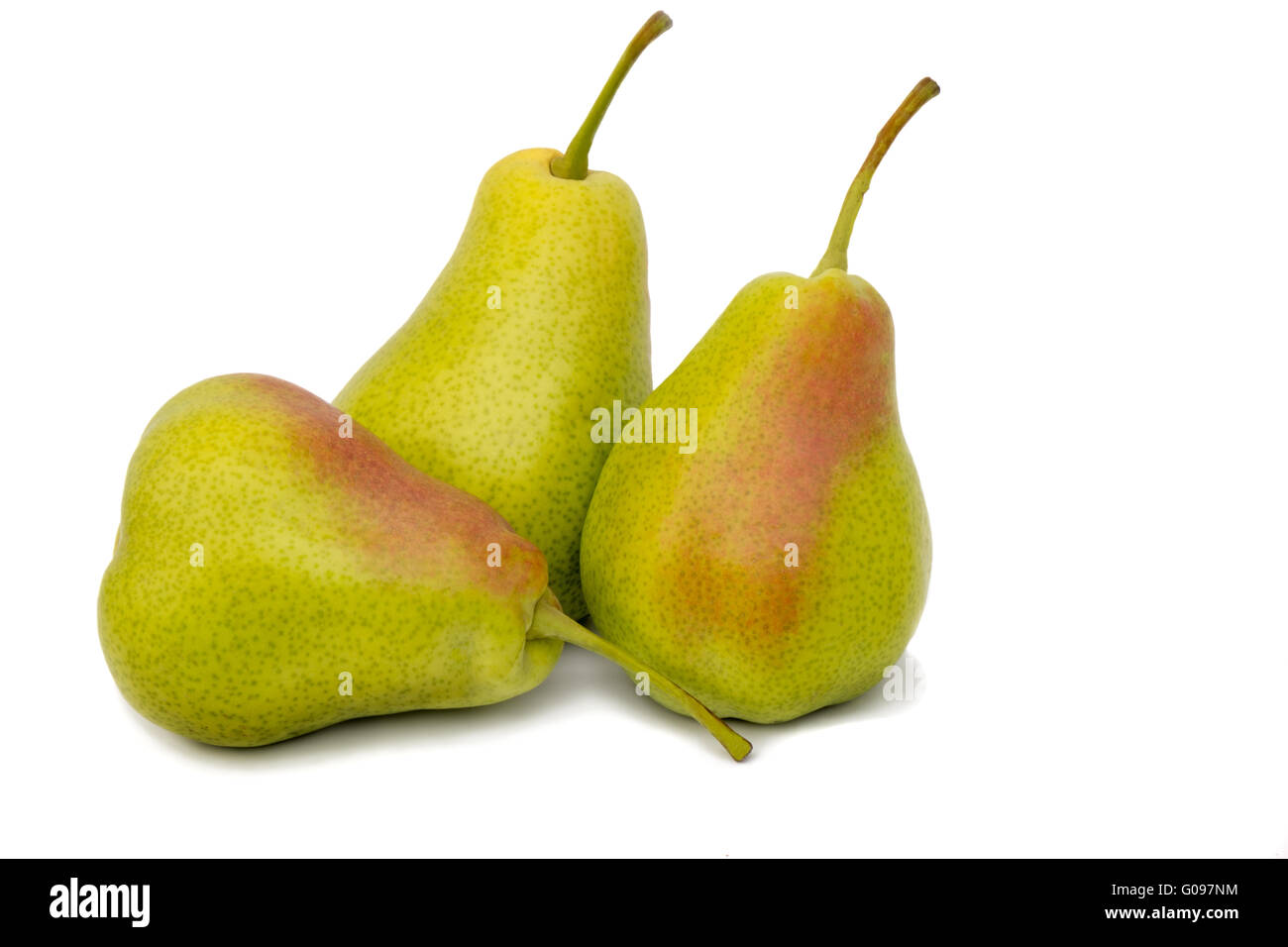 Three large pears on a white background Stock Photo - Alamy