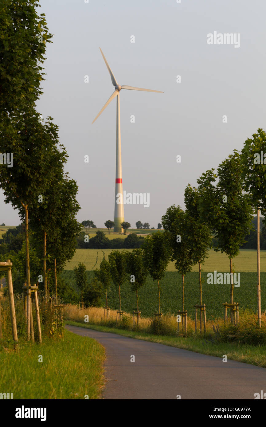 Enormous Wind engine at the end of a country lane Stock Photo - Alamy